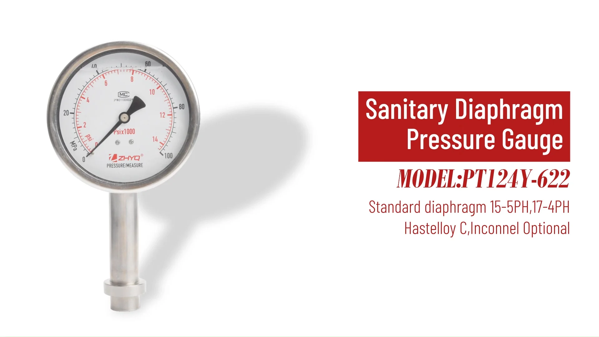 Platen Mounted Bourdon Tube Flush Diaphragm Oil Filled Sanitary ...