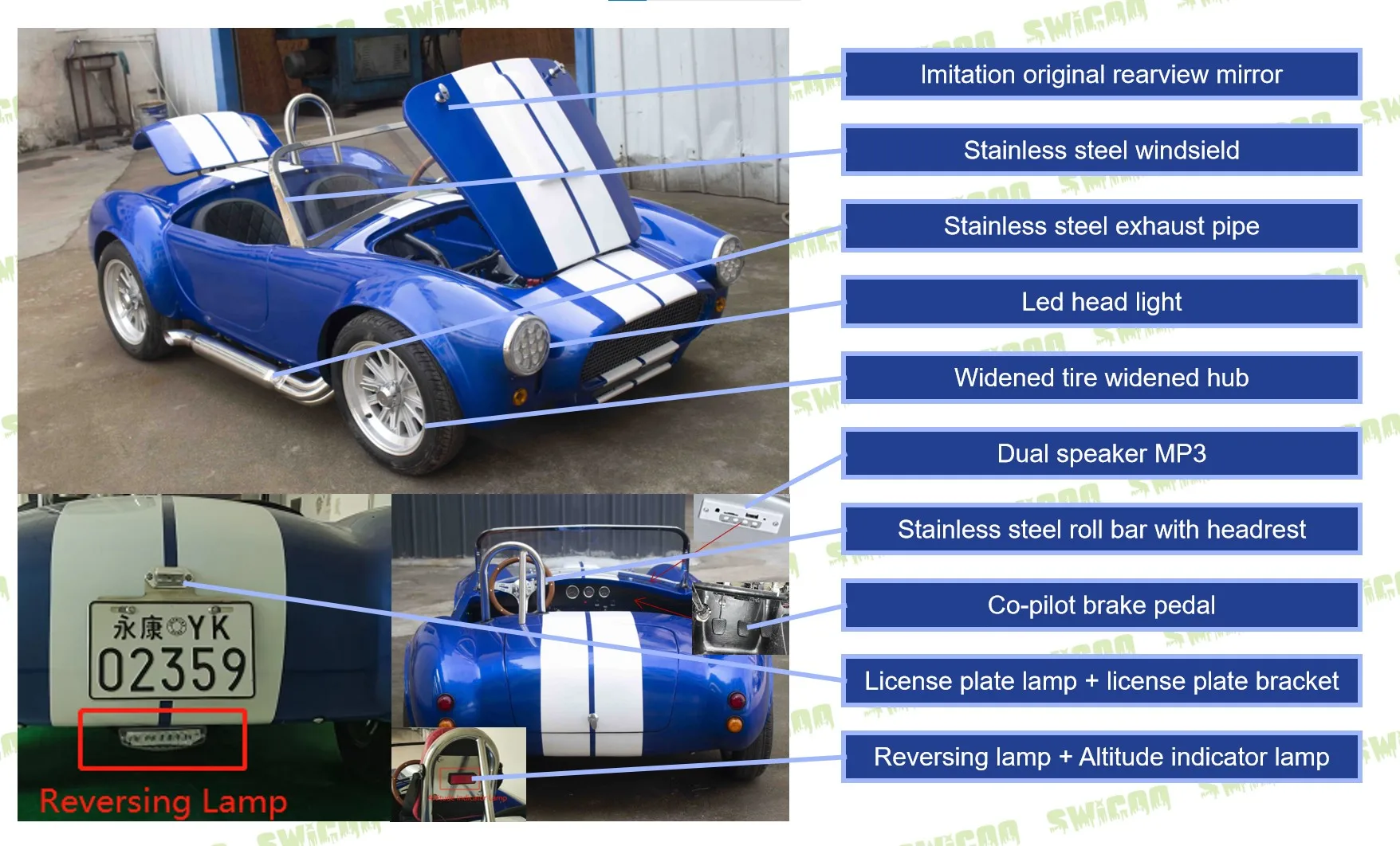 Customizable Mini Cobra Car Easy Drive Mini Car Electric Gasoline All ...