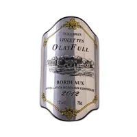 Custom Aluminum Metal Red Wine Labels Embossed Self Adhesive Bendable ...