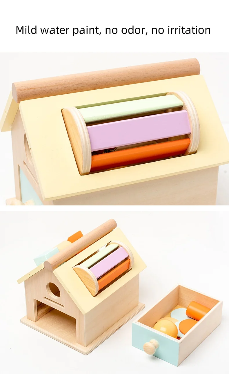 4 in 1 Wooden Montessori Play House Colorful Drop Toy House Coin Box ...