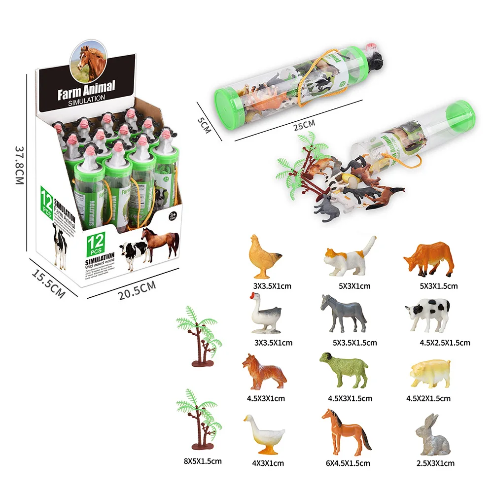 Mini Animal Game Set - PVC Dinosaur Toys in Tube Packaging
