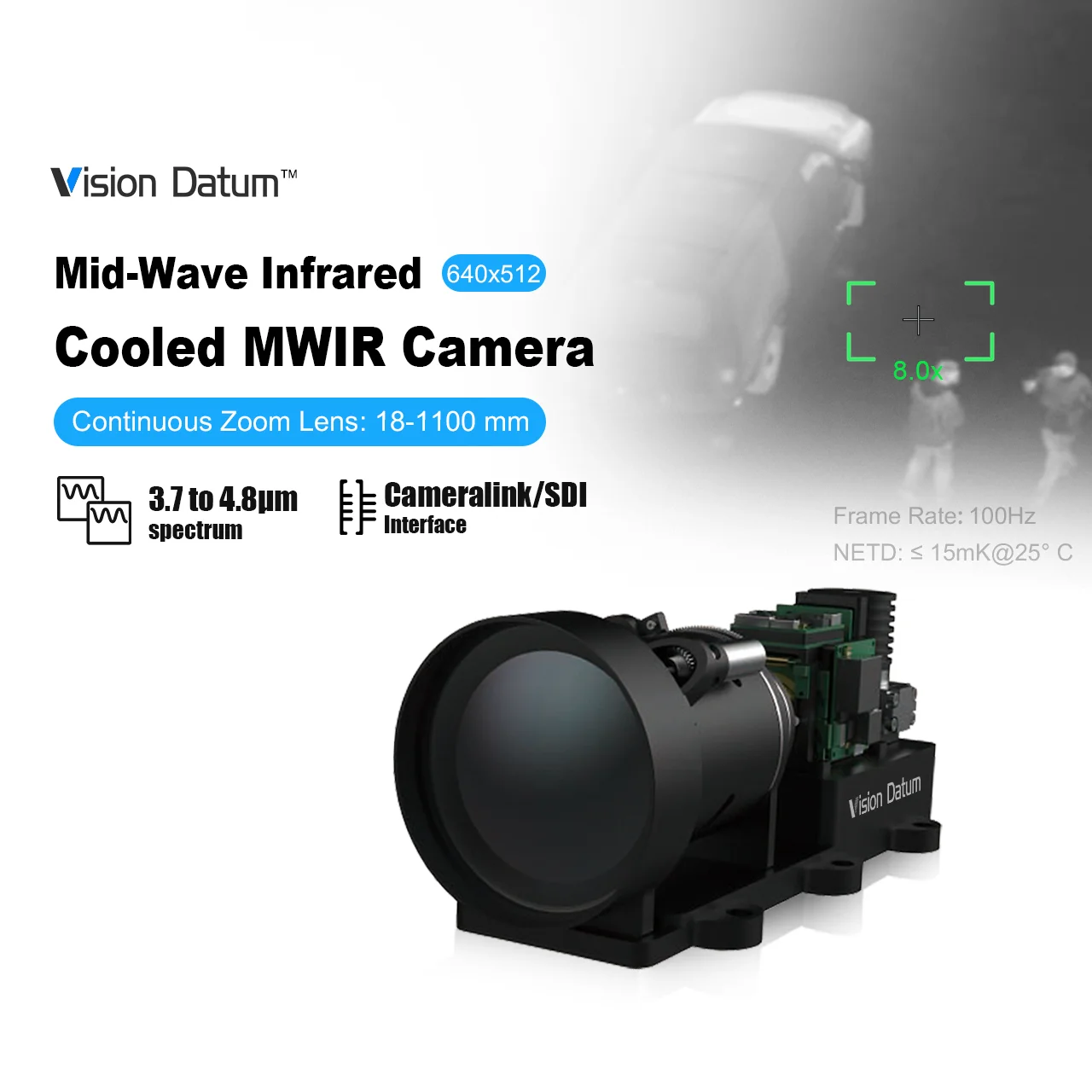 MWIR Infrared Thermal Camera Module, 640x512 Resolution, 88-1100mm Zoom ...