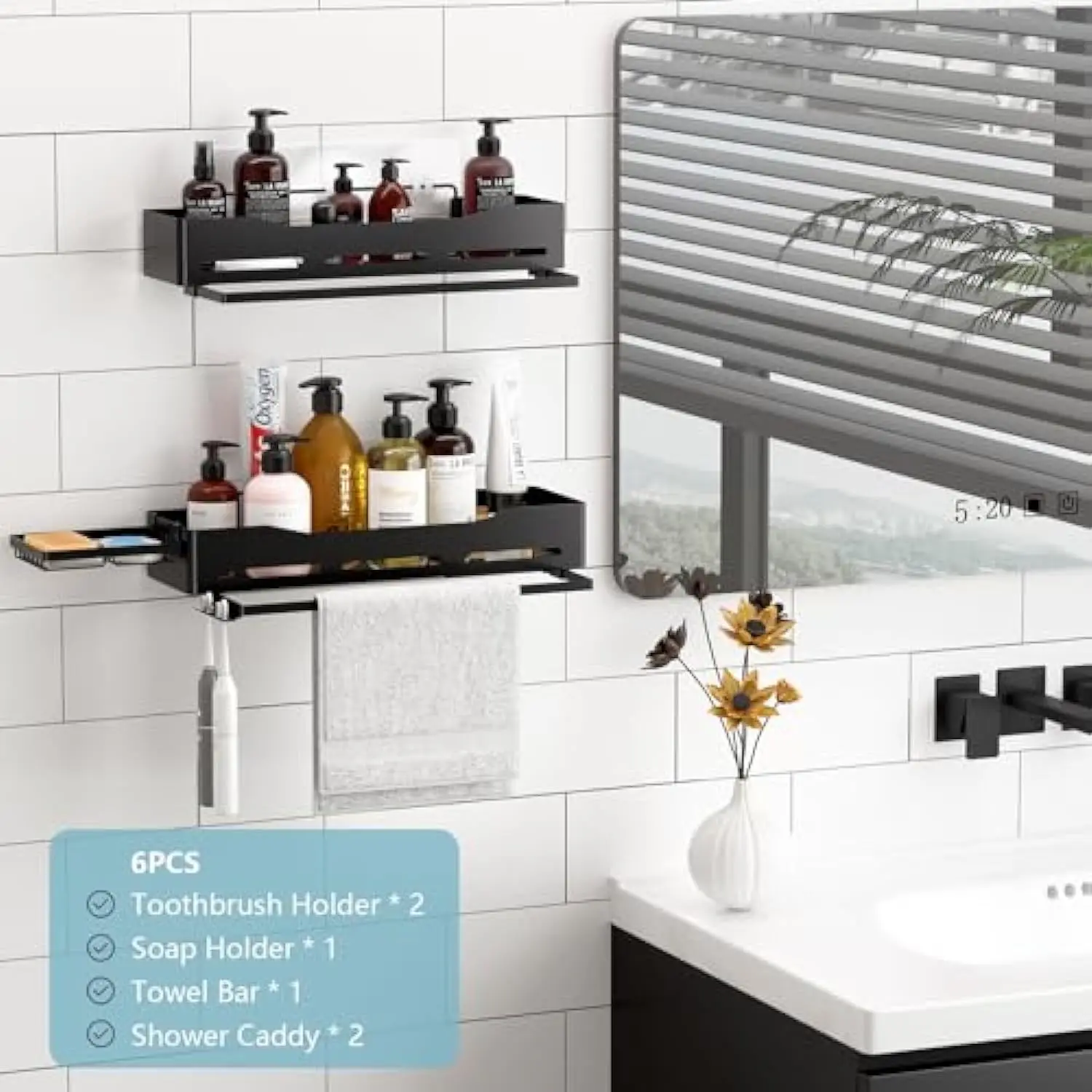 Bathroom Shower Metal Corner Storage Rack Shelf with Adhesive Triangle ...