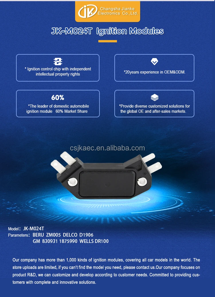 JK-M024 High Quality Ignition Module Coil OE ZM005 D1906 830931 1875990 ...