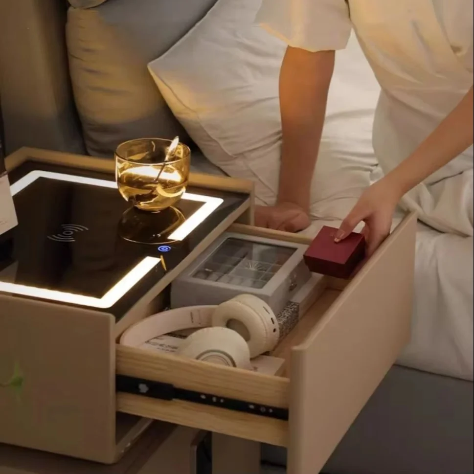 Smart Nightstand - Modern Bedside Table with Wireless Charging