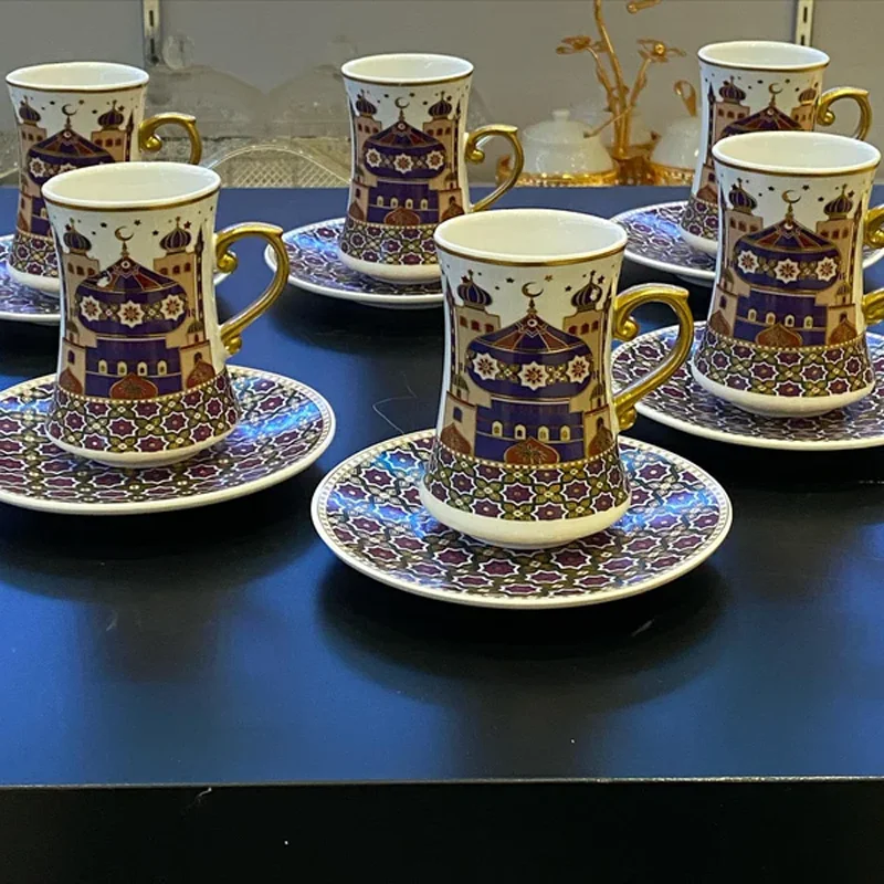 2025 Ramadan Ceramic Tea Set - 6 Cups & Saucers