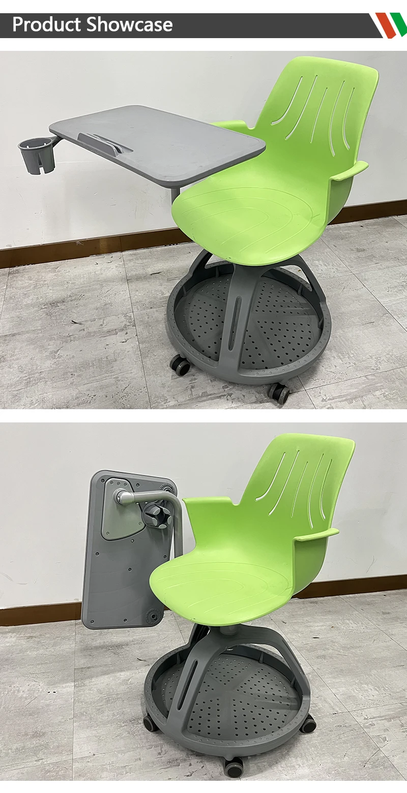 Movable Writing Tablet Lecture Chair 360 Swivel Tablet Chair with Cup ...