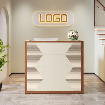 Tribesigns Customize Logo Small Wood Front Reception Desks Retail ...