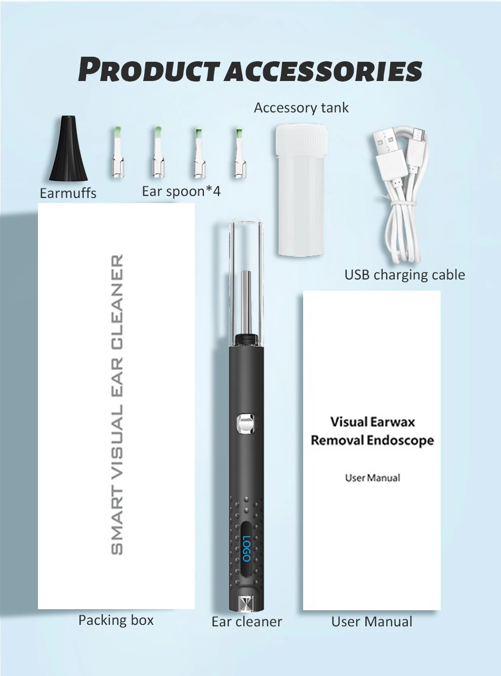 Baby Ear Cleaner Led Flashlight Earpick Smart Flexible Soft Spiral Ear ...