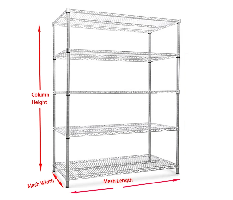 Heavy Duty 5 Tier Chrome Metal Storage Wire Shelf - NSF Approved