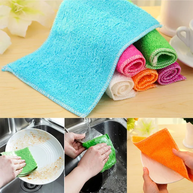 Home Washing Dish Cloth Anti-grease Kitchen Cleaner Wiping Rags ...