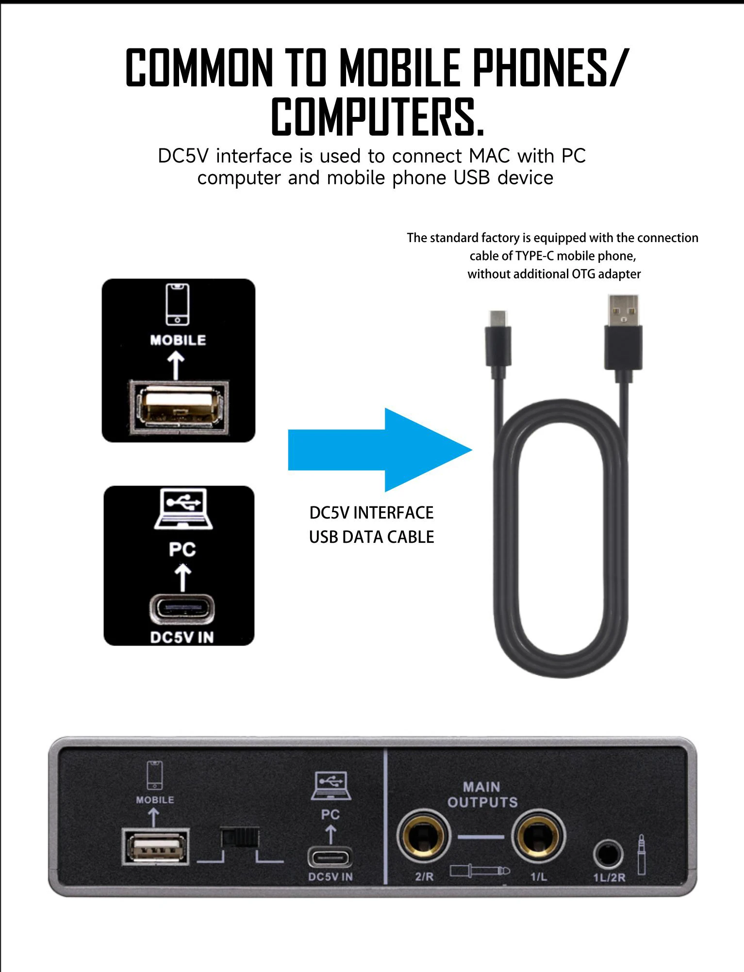 Q16 Professional Audio Interface Supporting to Work With 48V Microphone ...