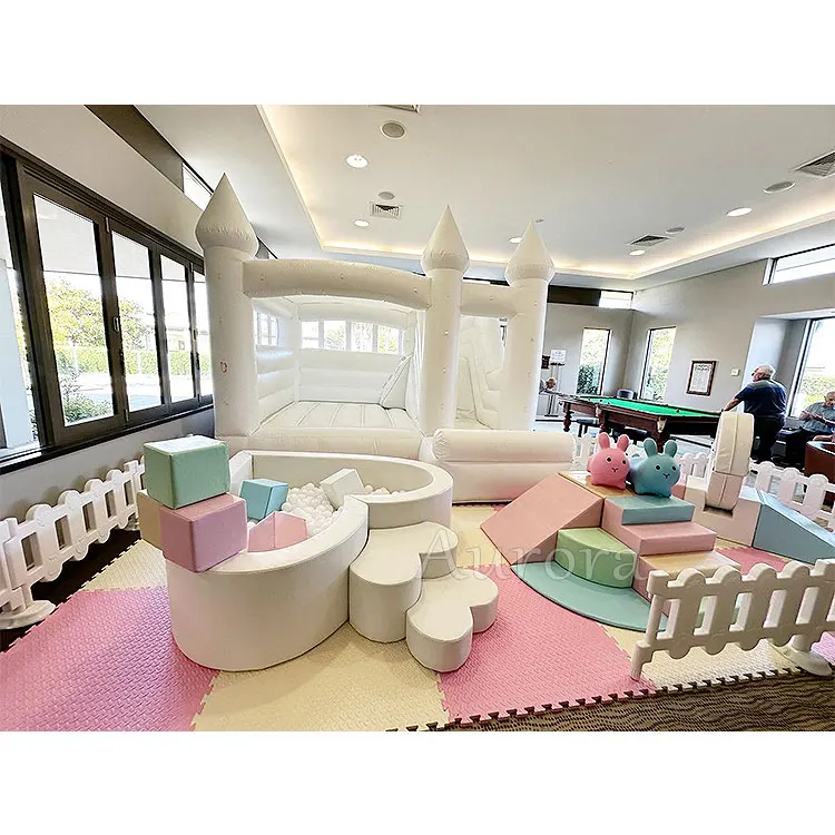 Soft Play Rides White Carousel Electric Merry Go Round Indoor Play ...