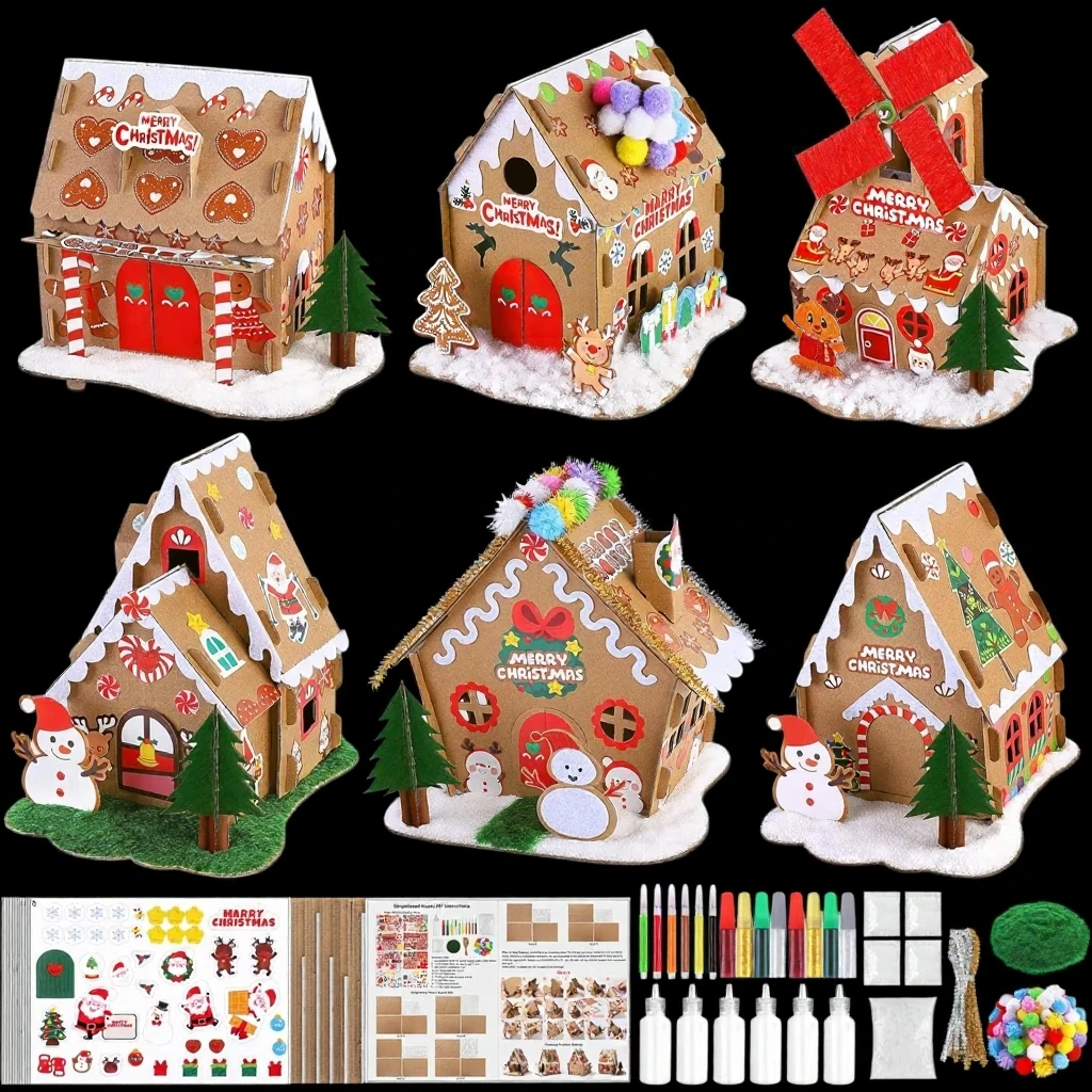Custom Christmas House Kit Cardboard Craft House Decoration Build ...
