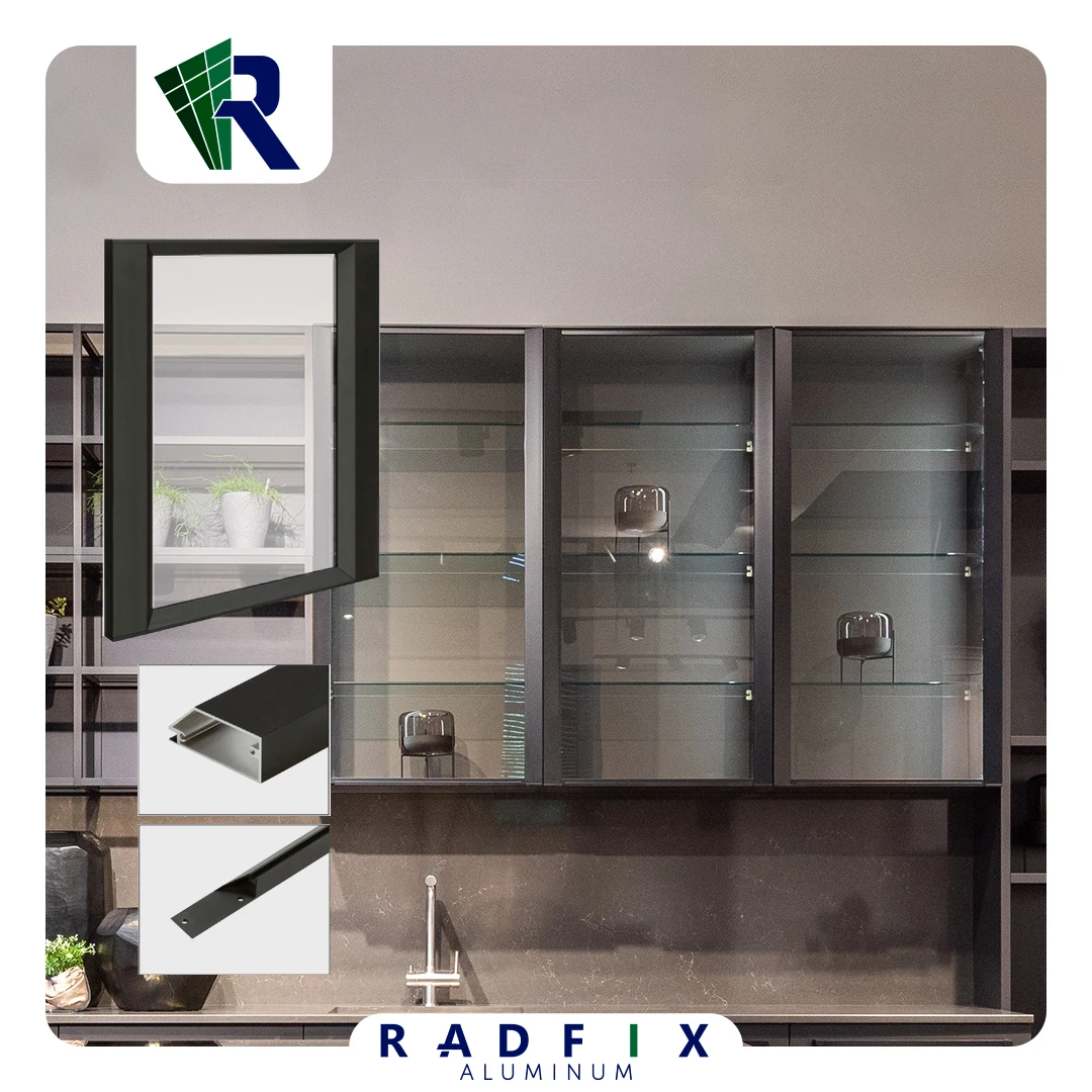 Anodized Minimalist Aluminium Wardrobe Glass Door Profile With Handle ...