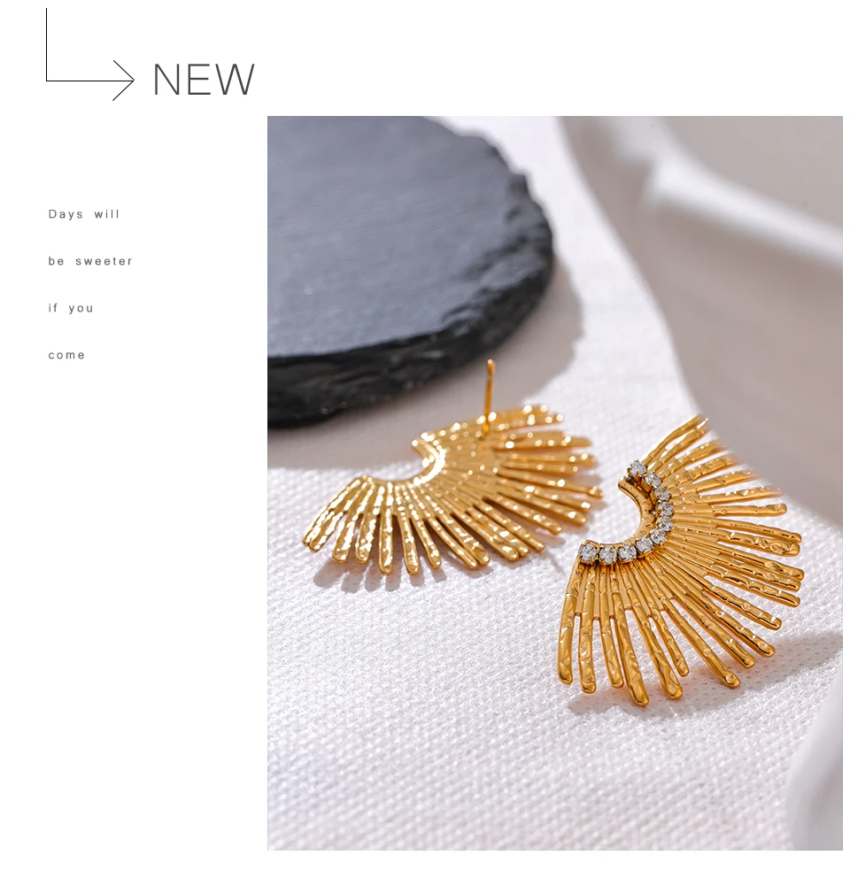 JINYOU 3029 Stainless Steel Geometric Zircon Stud Earrings