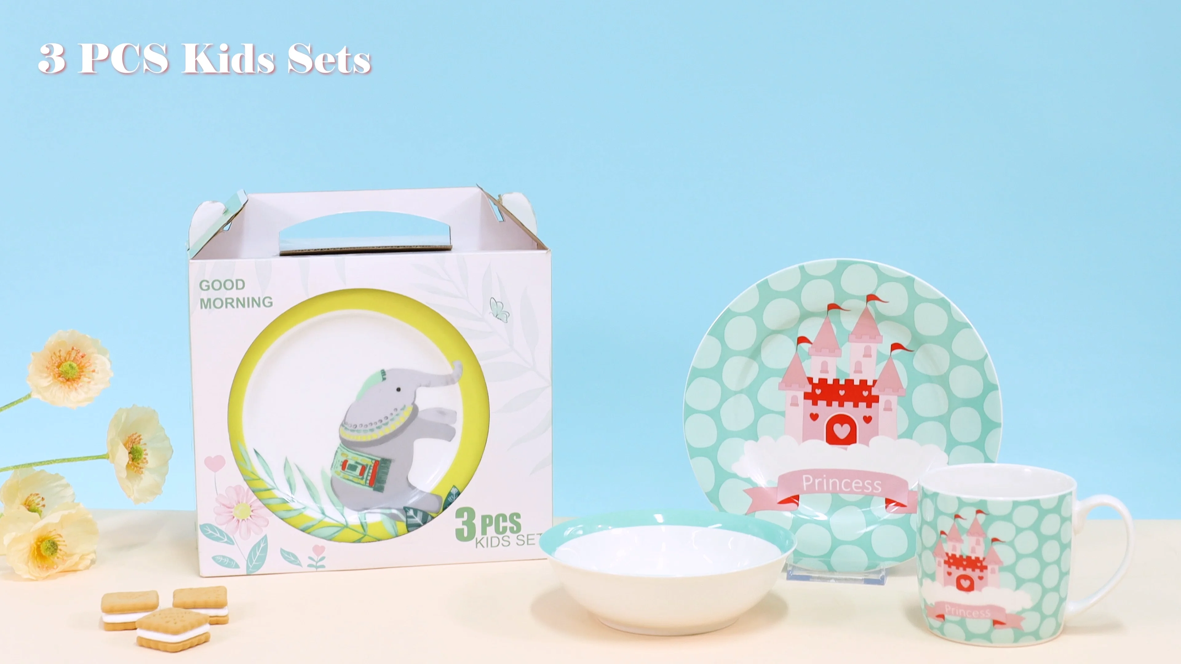 3pcs Porcelain Dinnerware Set For Children Daily Use New Bone China ...
