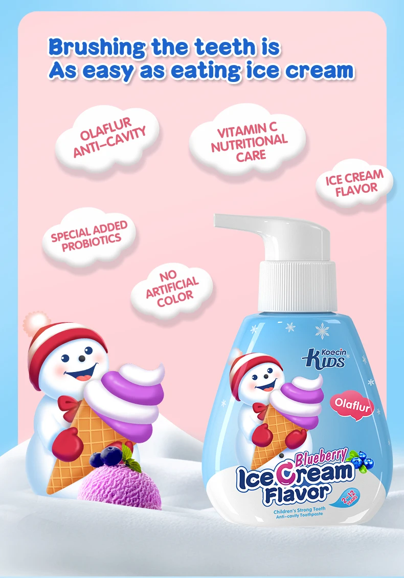 Oem Blueberry Fruit Flavor Kids Toothpaste Teeth Whitening Natural Kids ...