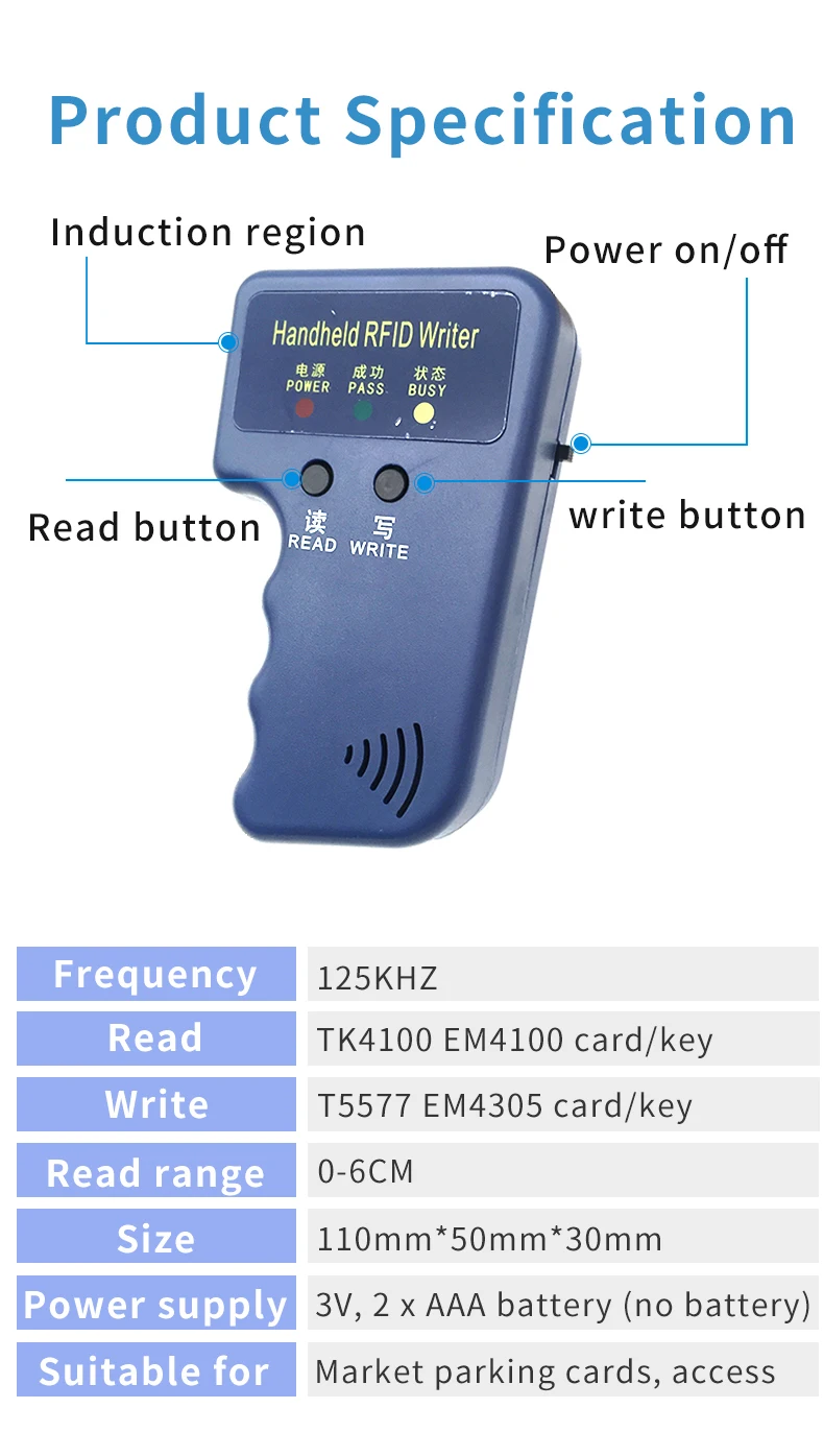 125khz Reader Replicator Read & Write T5577 Card Id Keyfobs Reader Writer For 125khz Cards Key ...