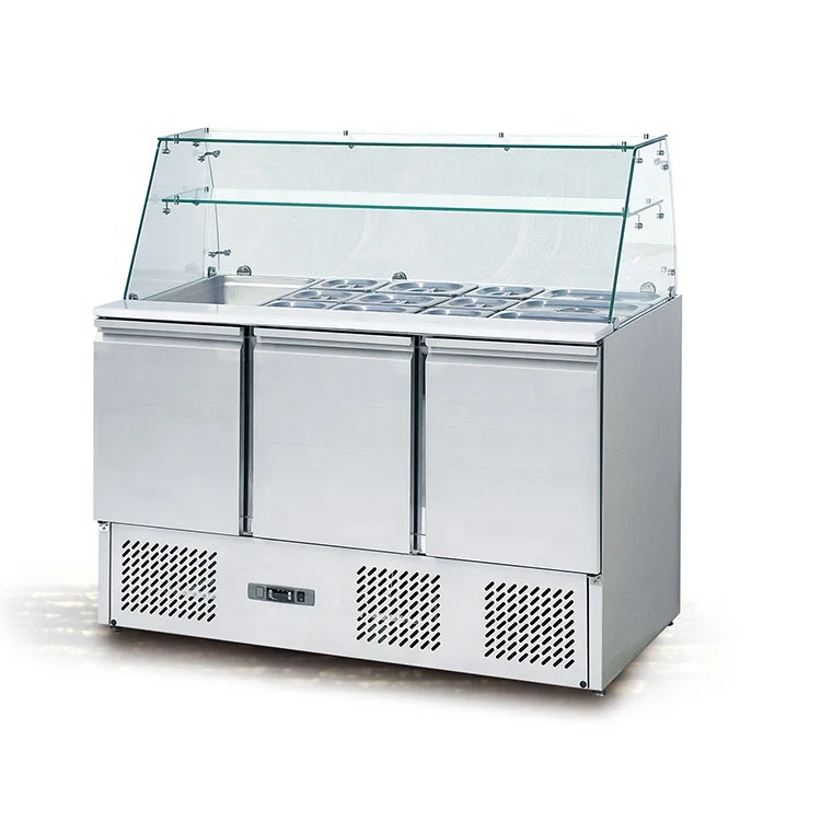 Supermarket Fridge Pizza Prep Table Chiller Commercial Stainless Steel ...