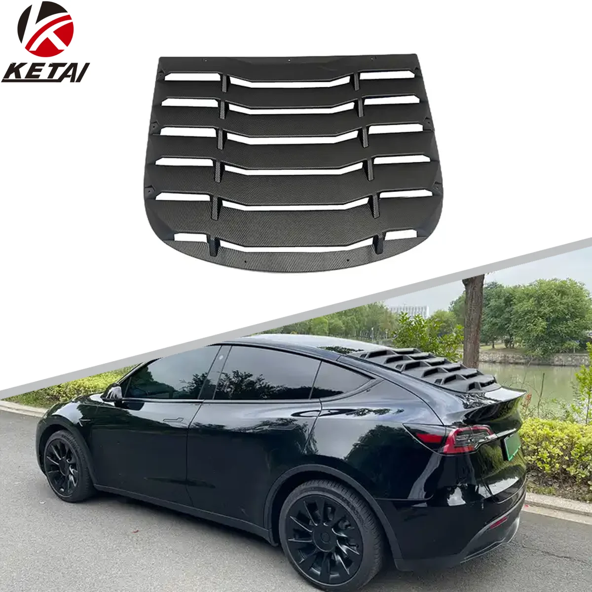 High Quality Classic Style Matte Carbon Look Windows Louver For Tesla ...