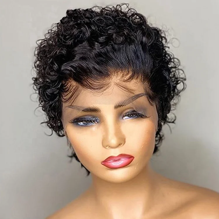 Perruque Pixie Cut Human Hair Wigs Short Lace Front Bob Pixie Wig 613 ...