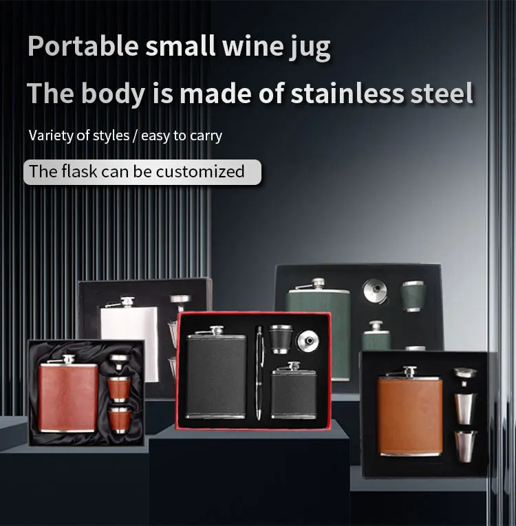 5pcs Hip Flask Set Gift Box Whisky Stainless Steel Luxury Men Hip Flask ...