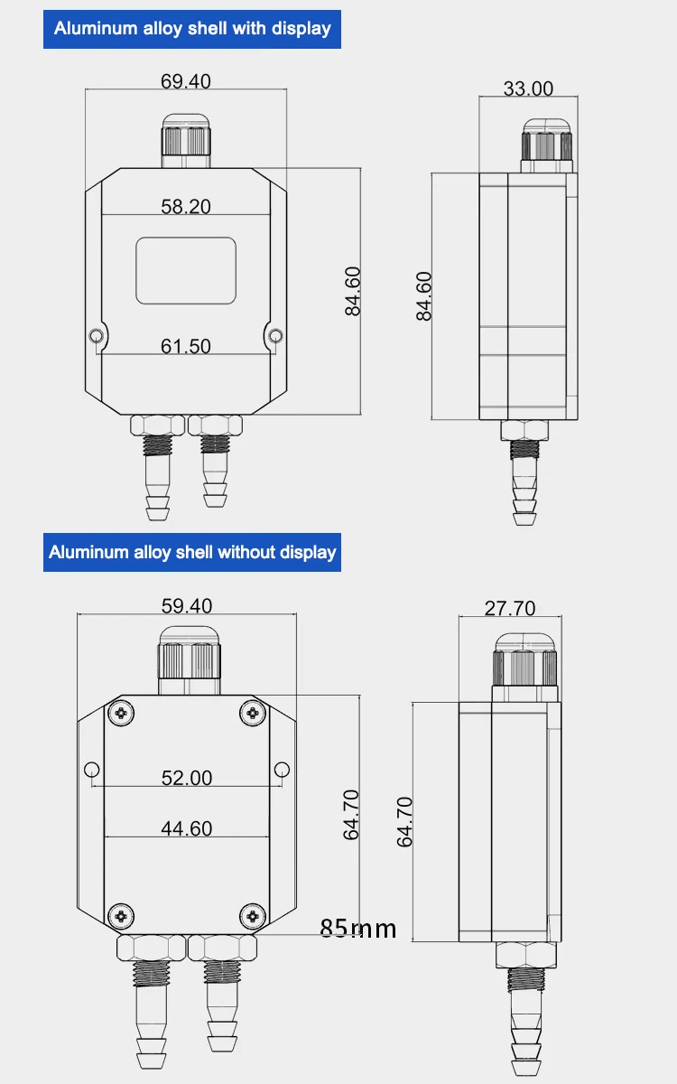 Renke RS485 Air Duct Pressure Monitor - Differential Sensor