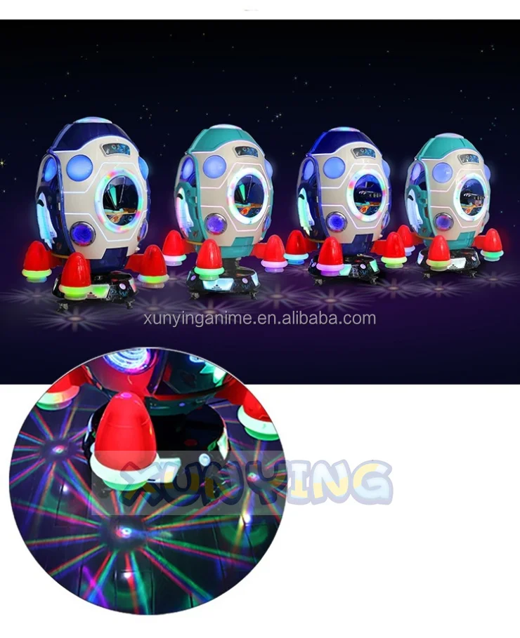 Indoor Coin Operated Kiddie Ride - MP5 Rocket Swing Car Game Machine