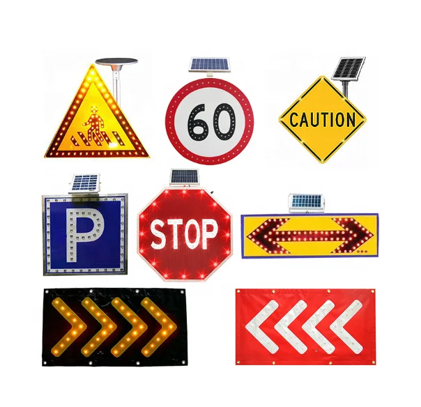 Solar Powered Road Safety Signs - Bright, Blinking Lights