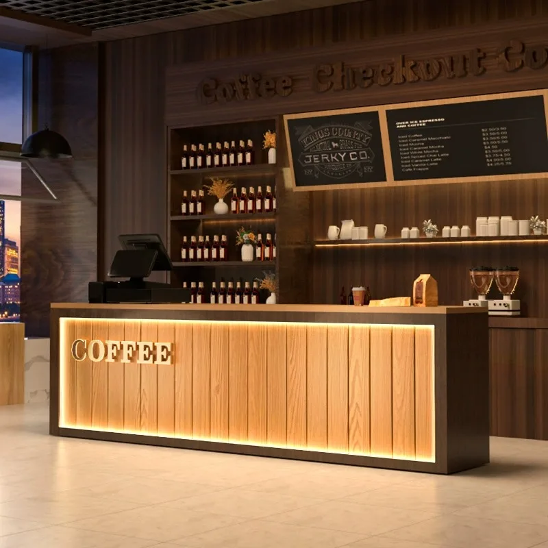 Minimally Modern Cashier Coffee Milk Tea Shop Bar Counter