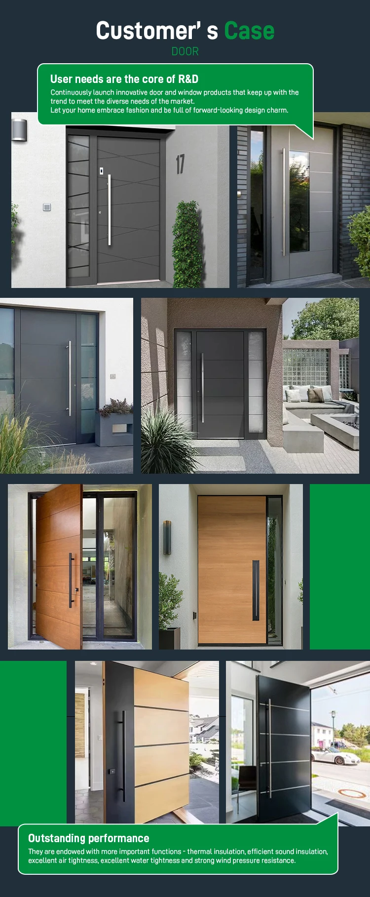 Modern Swing Opening Front Entry Doors - Wood & Aluminum
