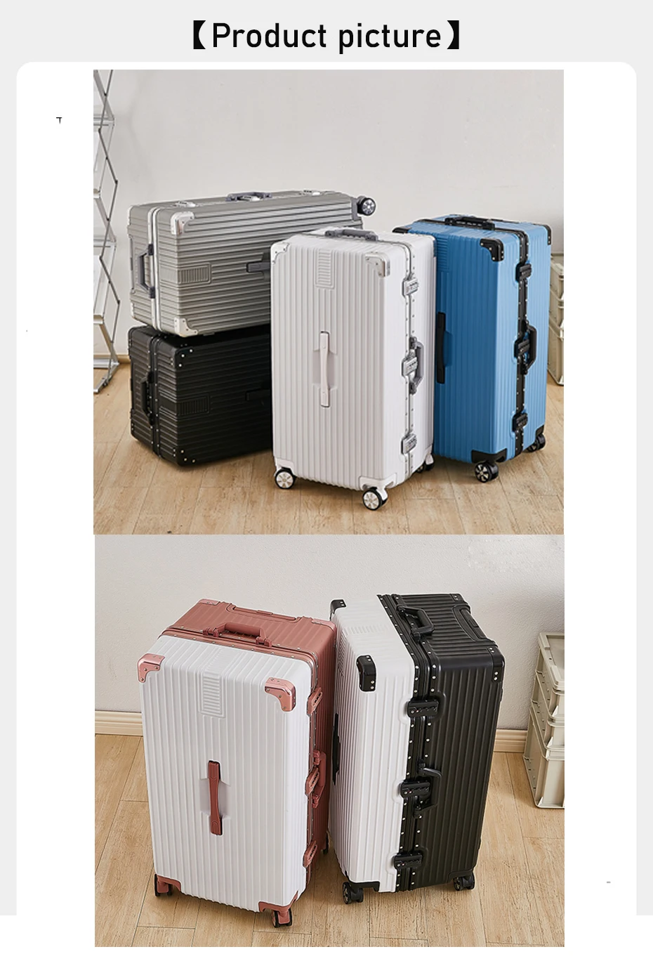 Factory Printed Colorful Trolley Plastic Hard Case Abs+pc Luggage 26 28 ...