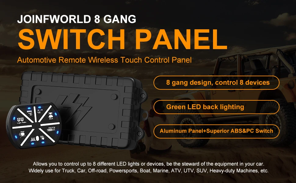 Universal 8 Gang LED Switch Control Panels for Cars