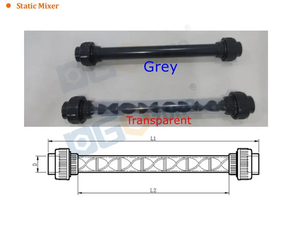 1/2" Upvc Static Mixer For Mixing Equipment For Liquid Mixer Bsp Female ...
