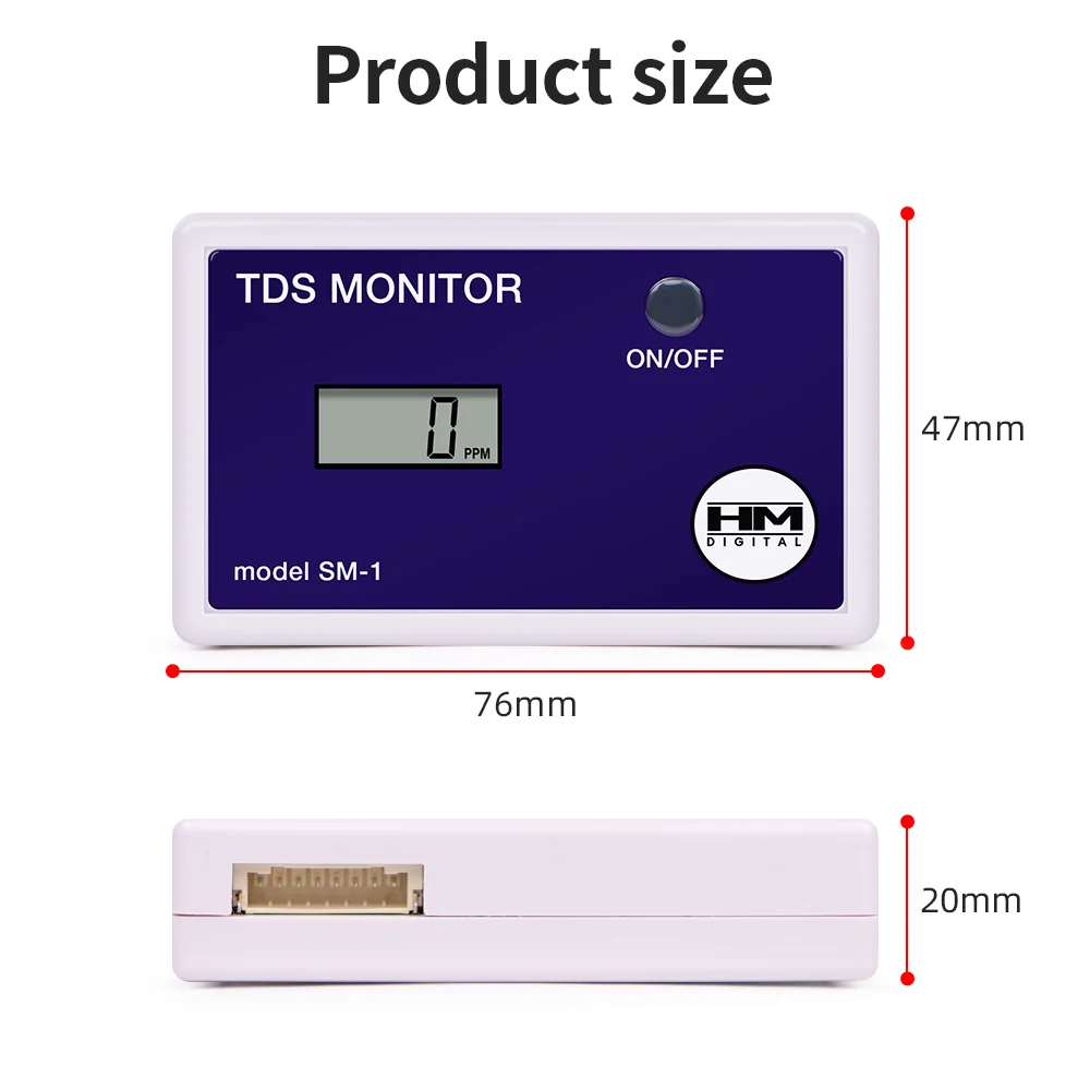 SM1 Tee Interface TDS Online Detector 0-9990ppm TDS Water Quality Monitor for Drinking ...