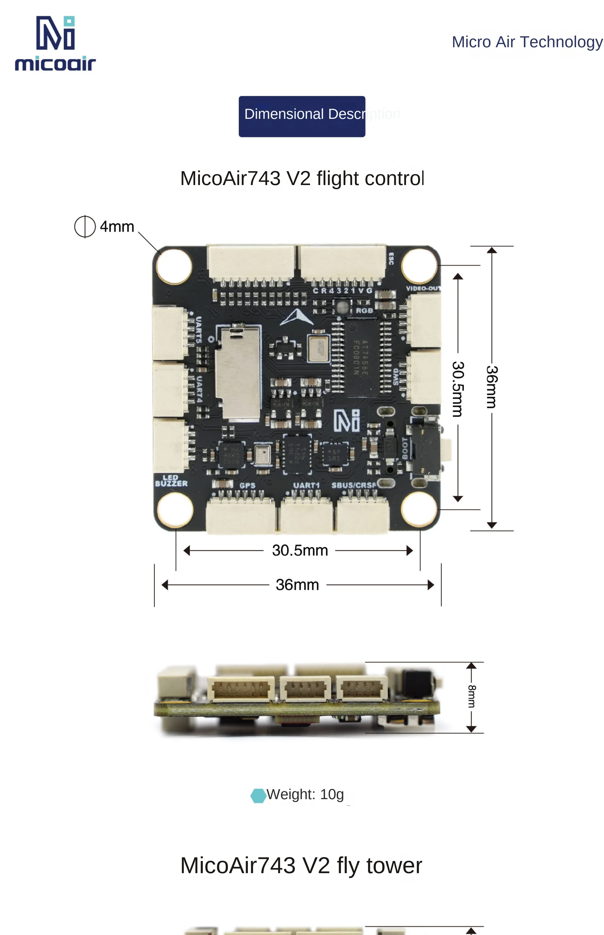 MicoAir743 V2 Dual IMU for Flight Control Supports APM/PX4/INAV/BF ...