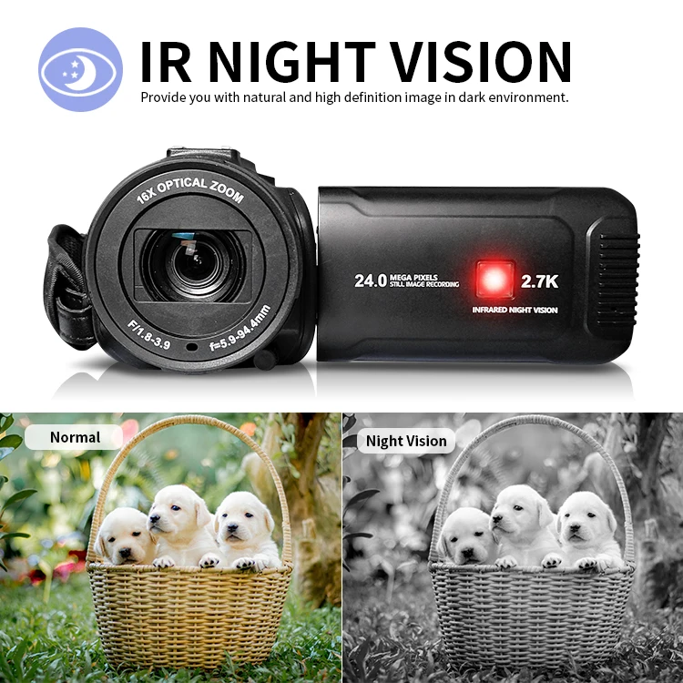 4 Inch IPS Touch Screen HD 2.7K Video Camera Camcorder