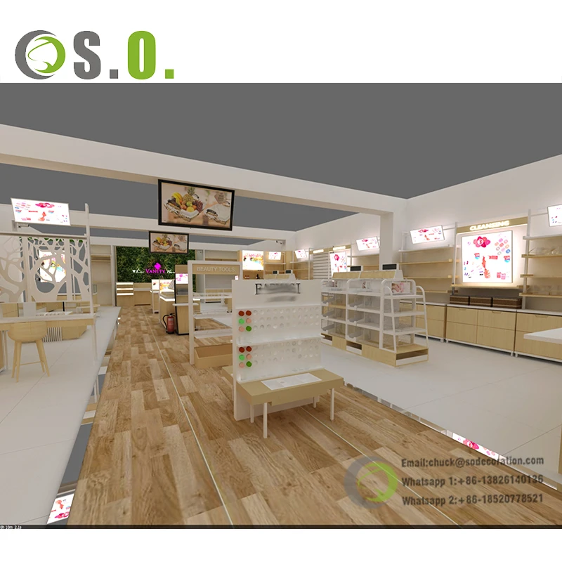 Shop Counter Design For Cosmetic And Cosmetic Wall Showcase Cosmetic ...