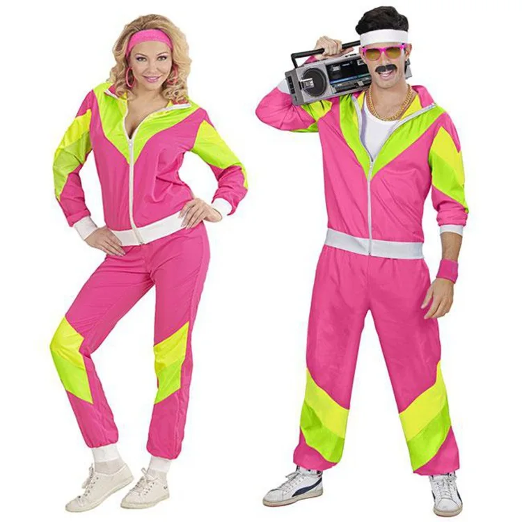 Men Costume 80s Retro Hip Hop Windbreaker Disco Tracksuit Sets - Buy ...