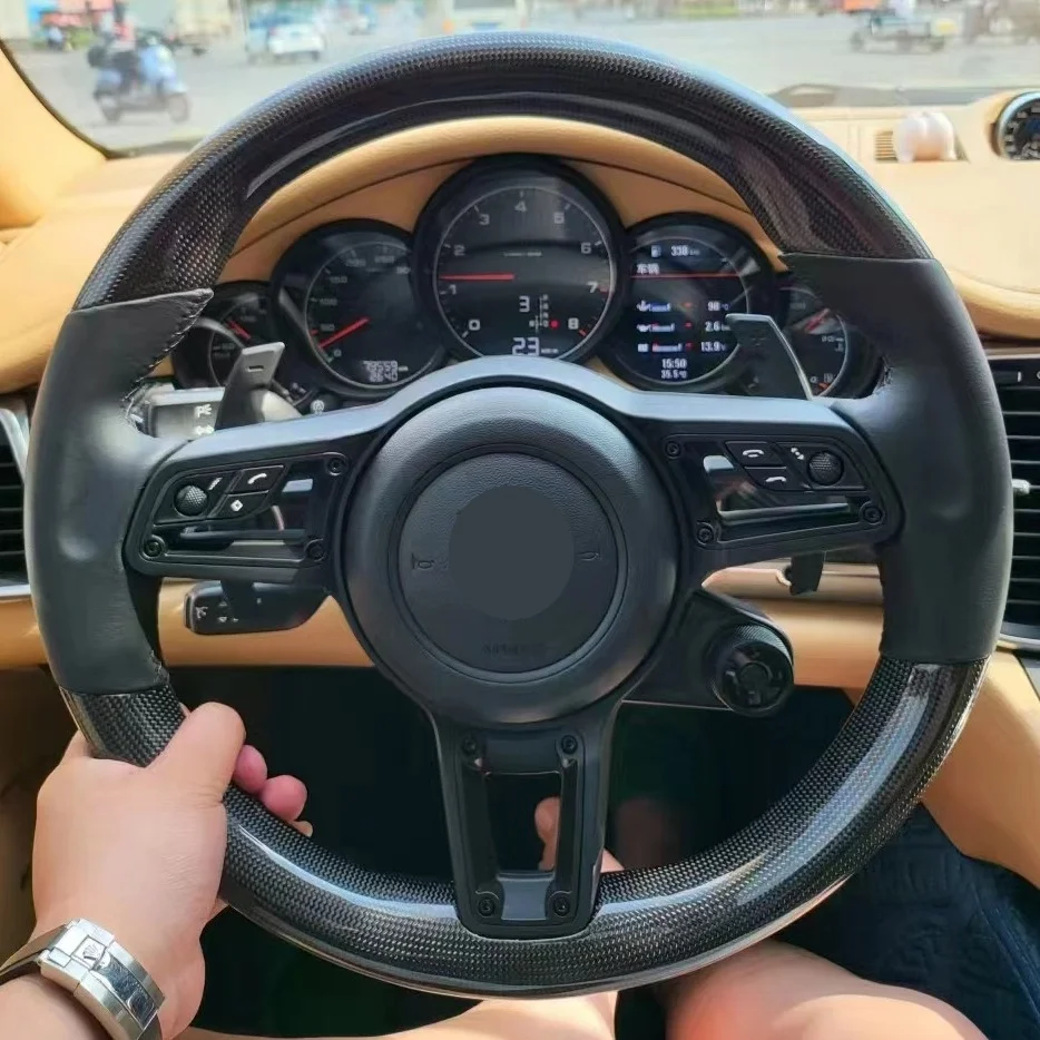 Custom Carbon Fiber Leather Led Upgrade Steering Wheel Fit For Porsche ...