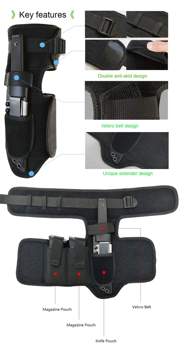 Wholesale Quality Neoprene Ankle Knife Holster With Magazine Pouches ...