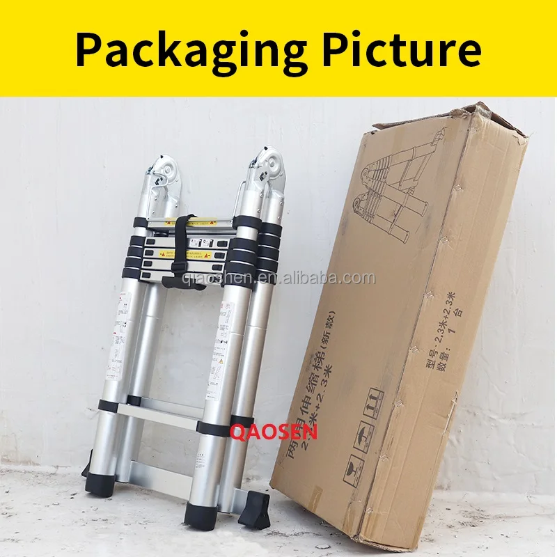 Aluminum 2 In 1 Multipurpose Telescopic Ladder Extension Tube Max.load 150kgs Portable A Frame ...