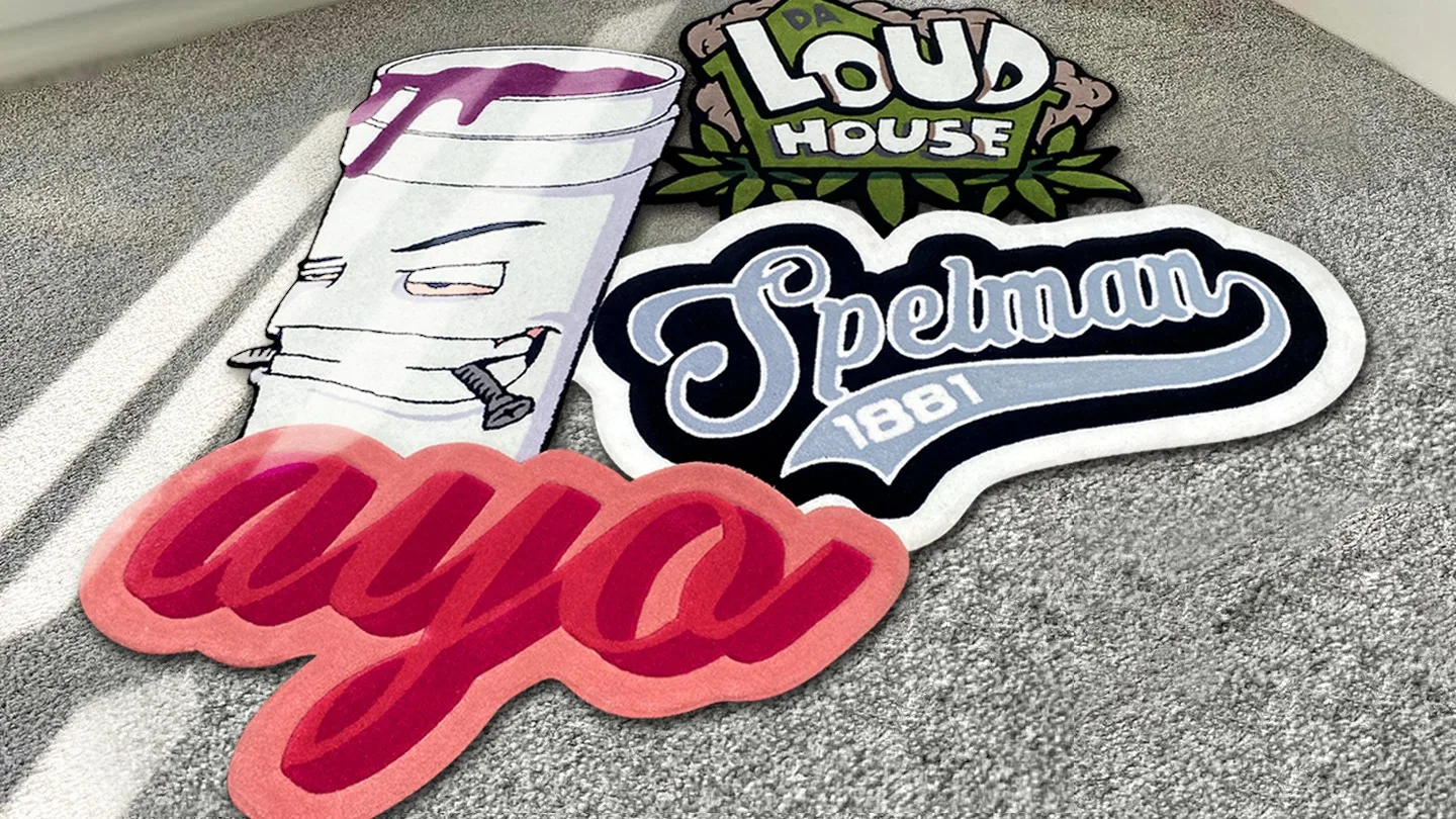 Custom Hand Tufted Center Sublimation Logo Rug Living Room Palm Carpet ...