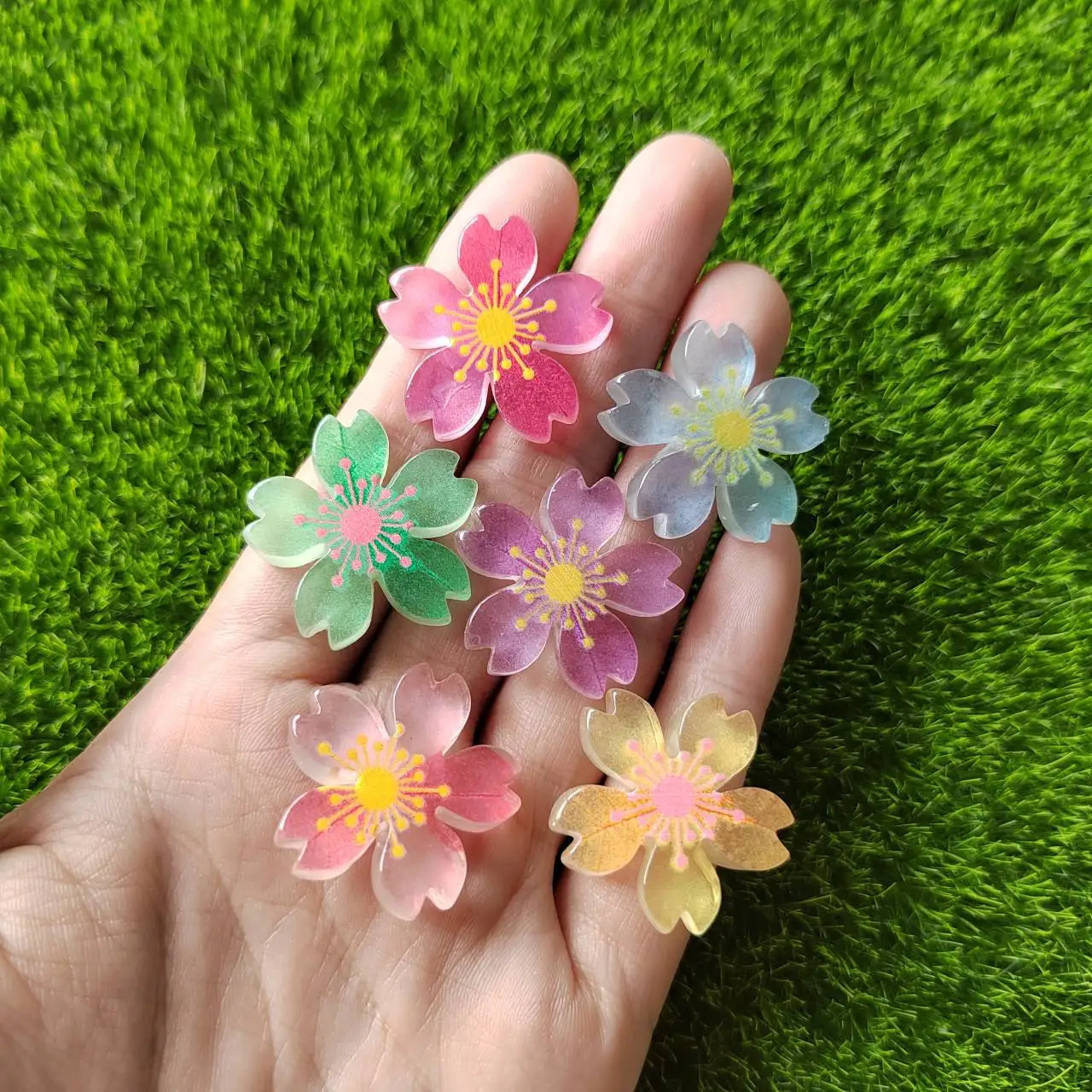 Luminous Flower Beads - Resin Charms for Jewelry & Hair Bows