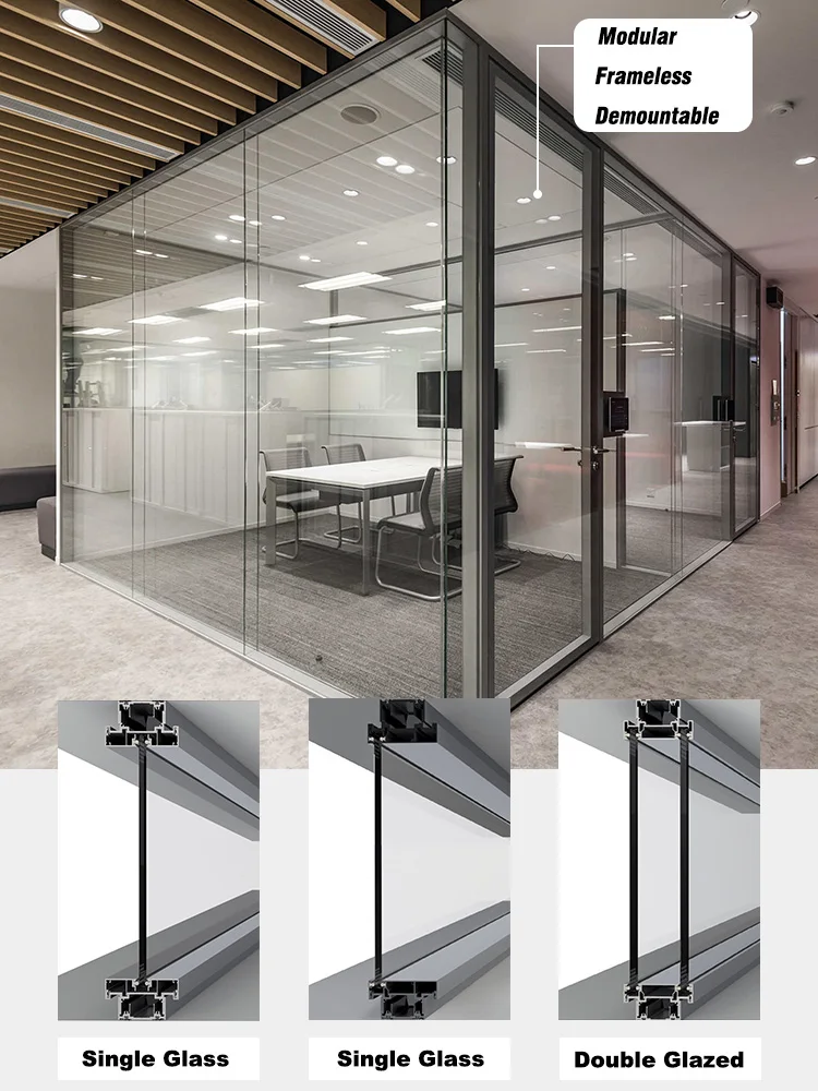 Panorama Full View Frameless Glass Wall Partition for Office
