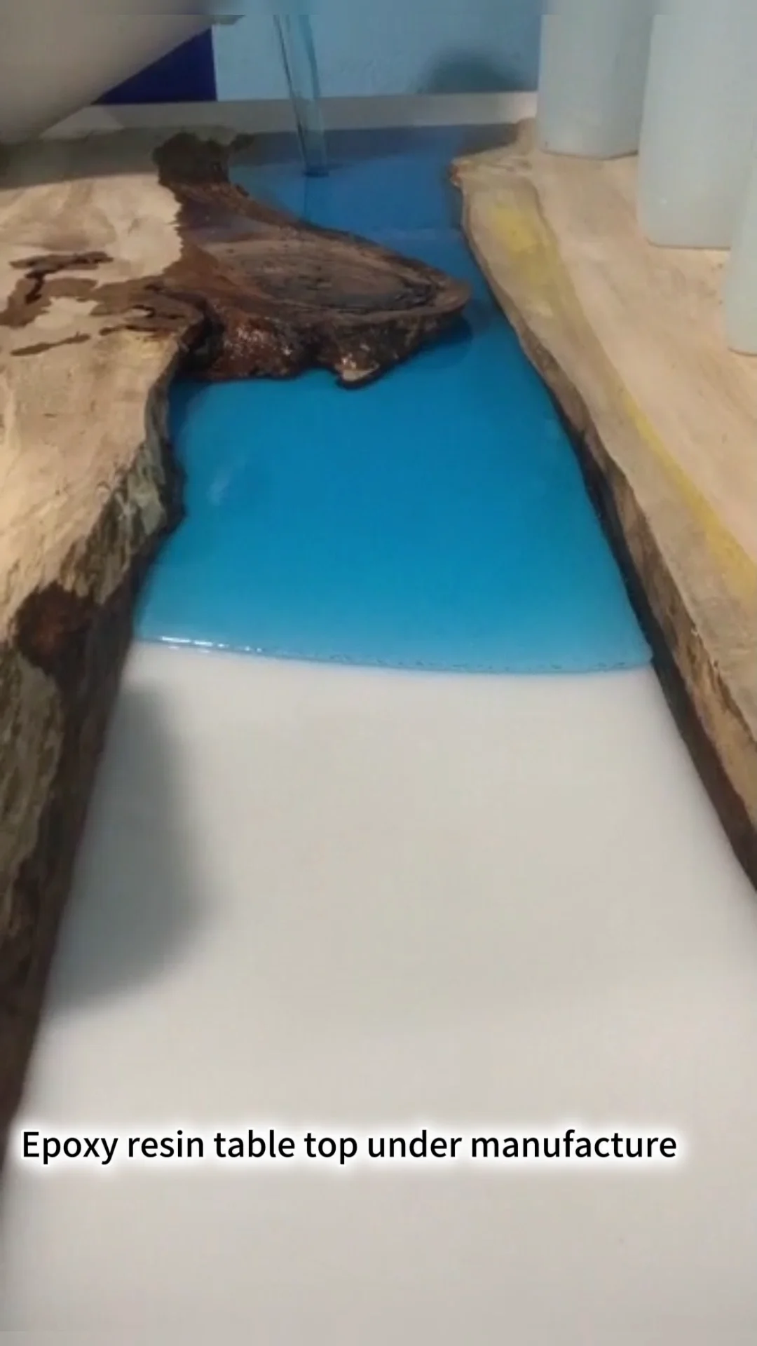 L Shape Desk Live Edge Epoxy Resin Table Modern Blue Epoxy Dinning ...