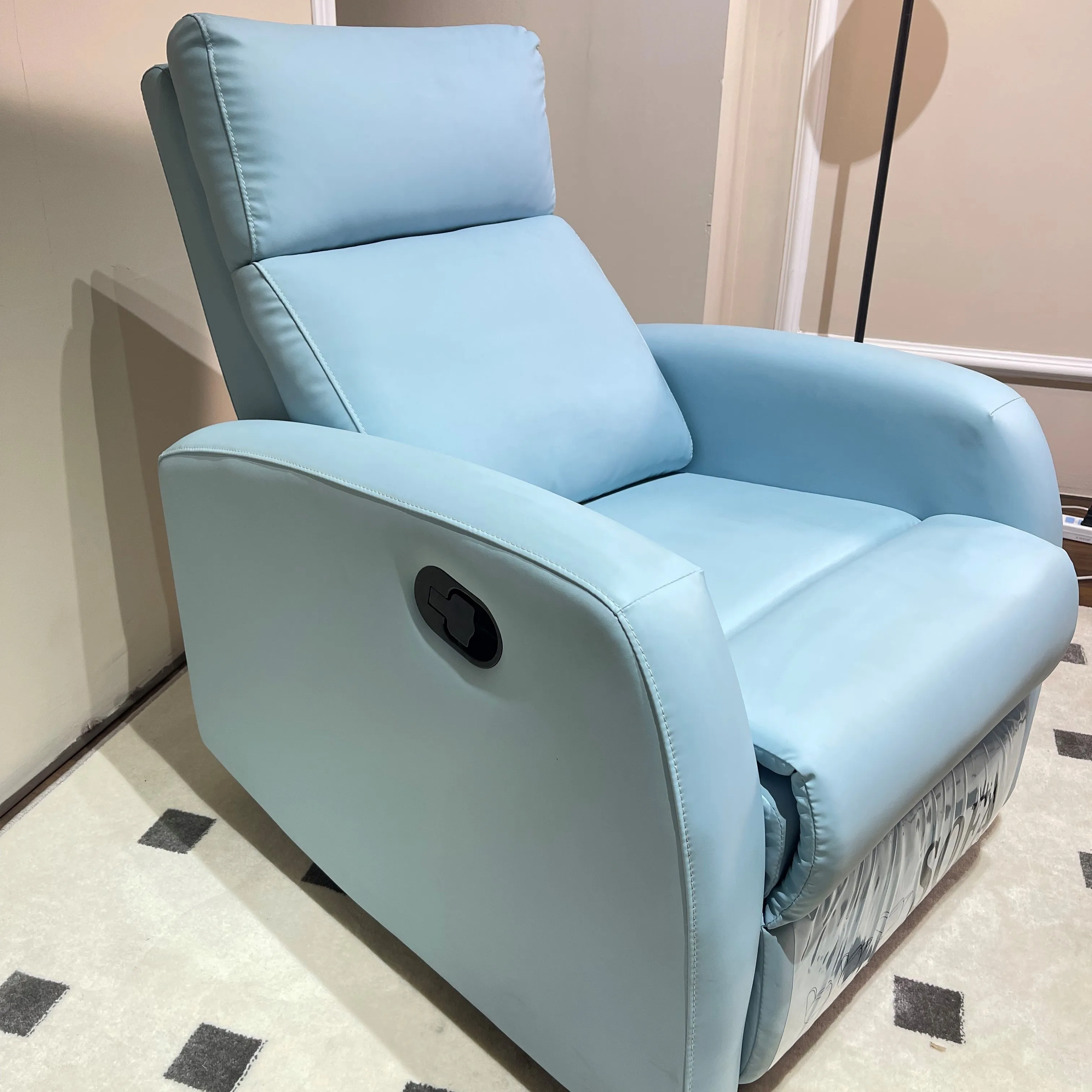 Single Seat Recliner Chair Orange Fabric Rotating Functional Sofa Chair ...