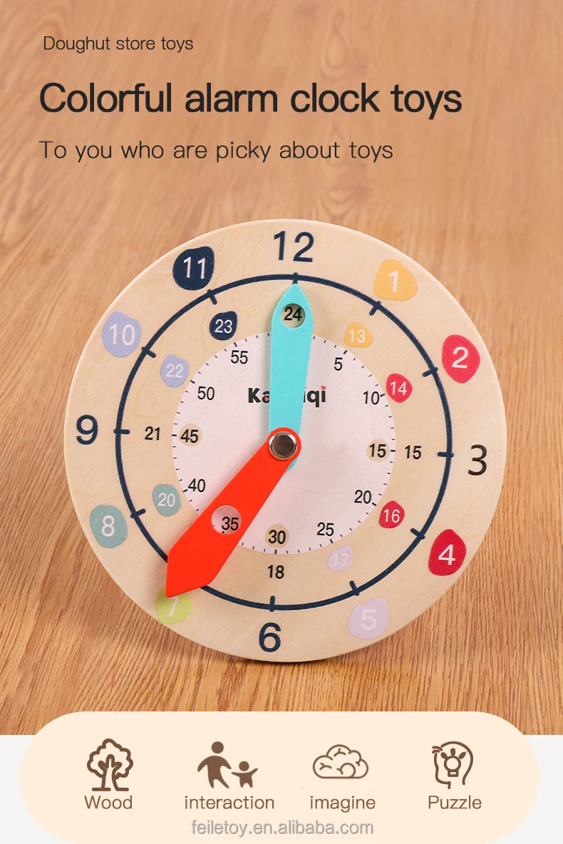 Wooden Teaching Clock Model For Primary School Students Teaching Aids ...