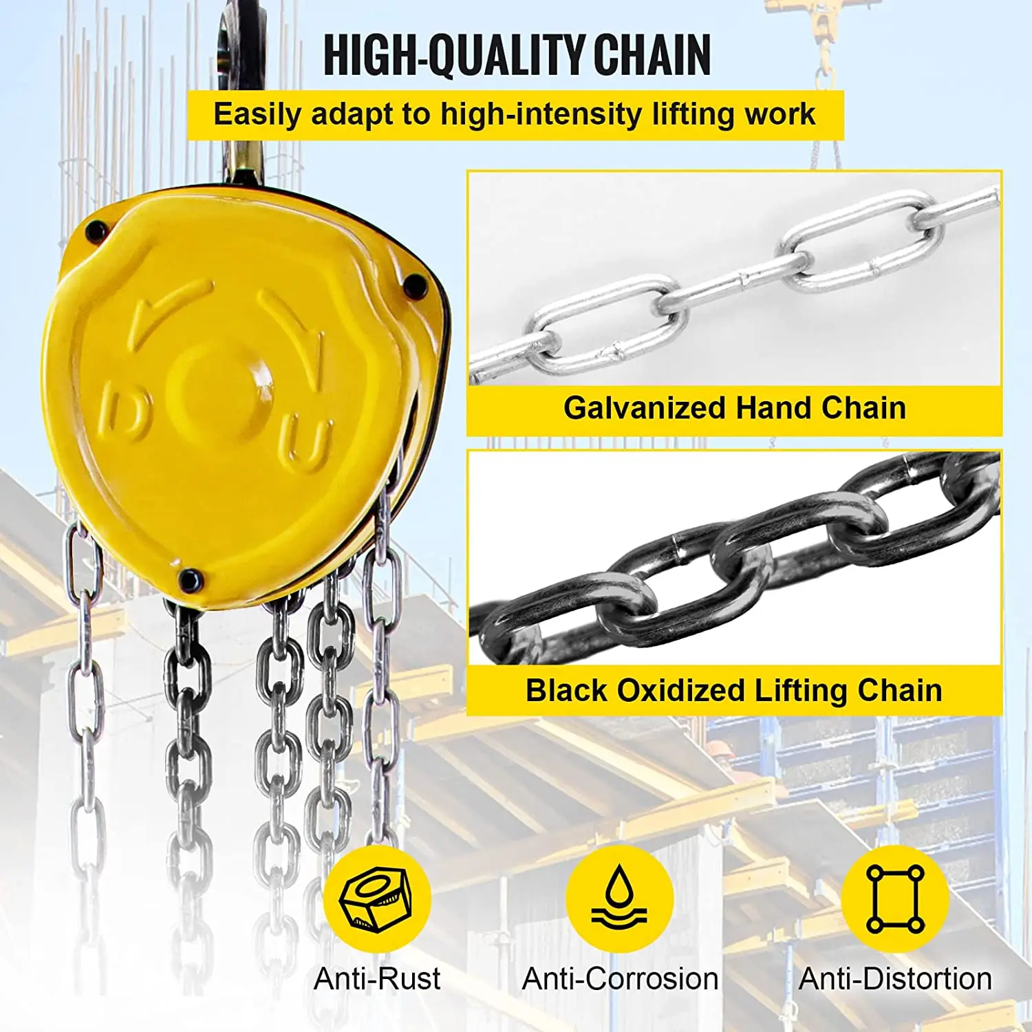 Chain Block Hoist Manual Chain Hoist 3m/10t Hand Chain Lifting Hoist Large Capacity 3ton 5ton ...